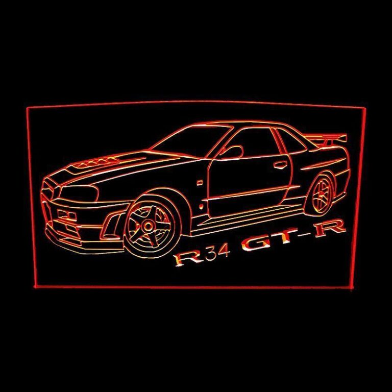 Nissan R34 GTR - Acrylic LED Sign - Bettaline Designs
