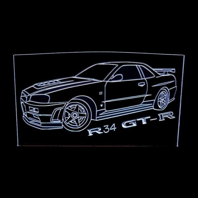 Nissan R34 GTR - Acrylic LED Sign - Bettaline Designs