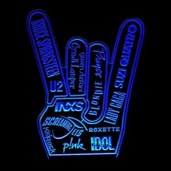 Music Rock On Band Hands 1 - RGB Acrylic LED Sign - Bettaline Designs