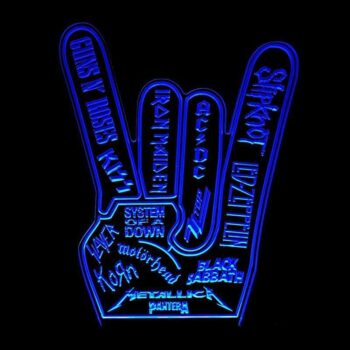 Music Rock On Band Hands 2 - RGB Acrylic LED Sign - Bettaline Designs