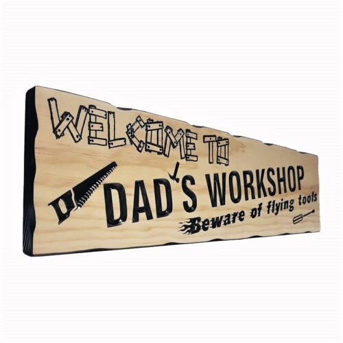 Dad’s Workshop Beware of Flying Tools - Timber Sign - Bettaline Designs