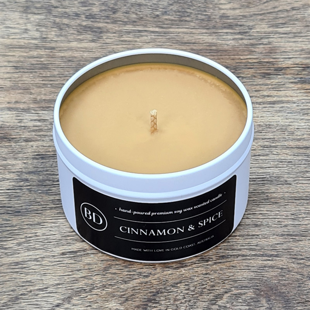 Cinnamon and Spice - 100% Soy Wax Scented Tin Candle - Bettaline Designs