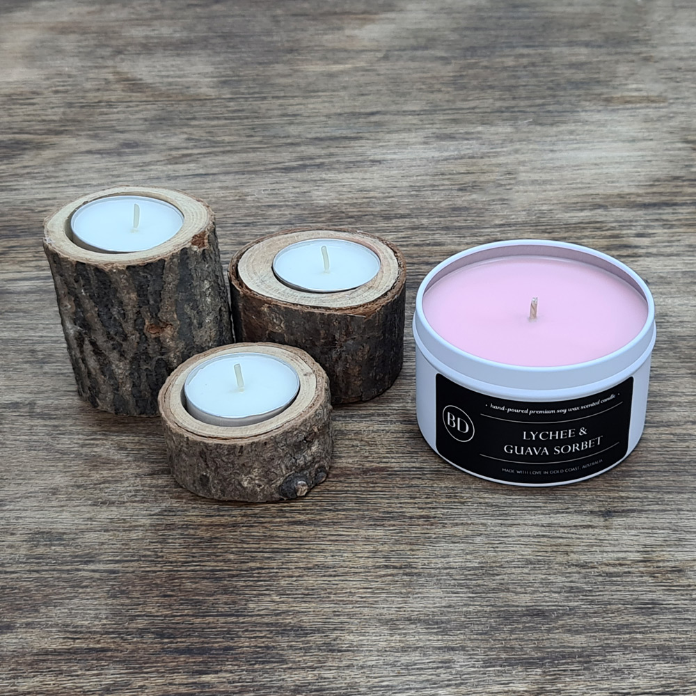 Lychee and Guava Sorbet - 100% Soy Wax Scented Tin Candle - Bettaline ...