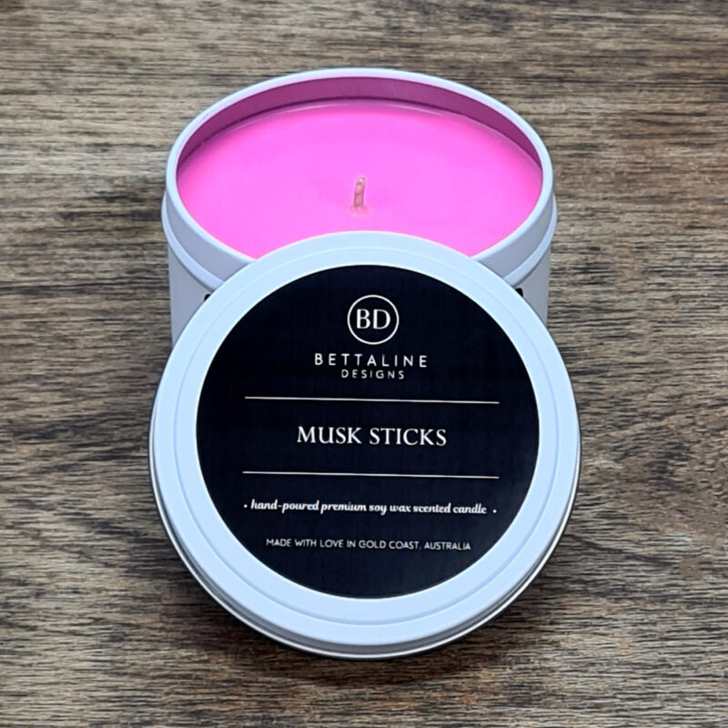 Musk Sticks - 100% Soy Wax Scented Tin Candle - Bettaline Designs